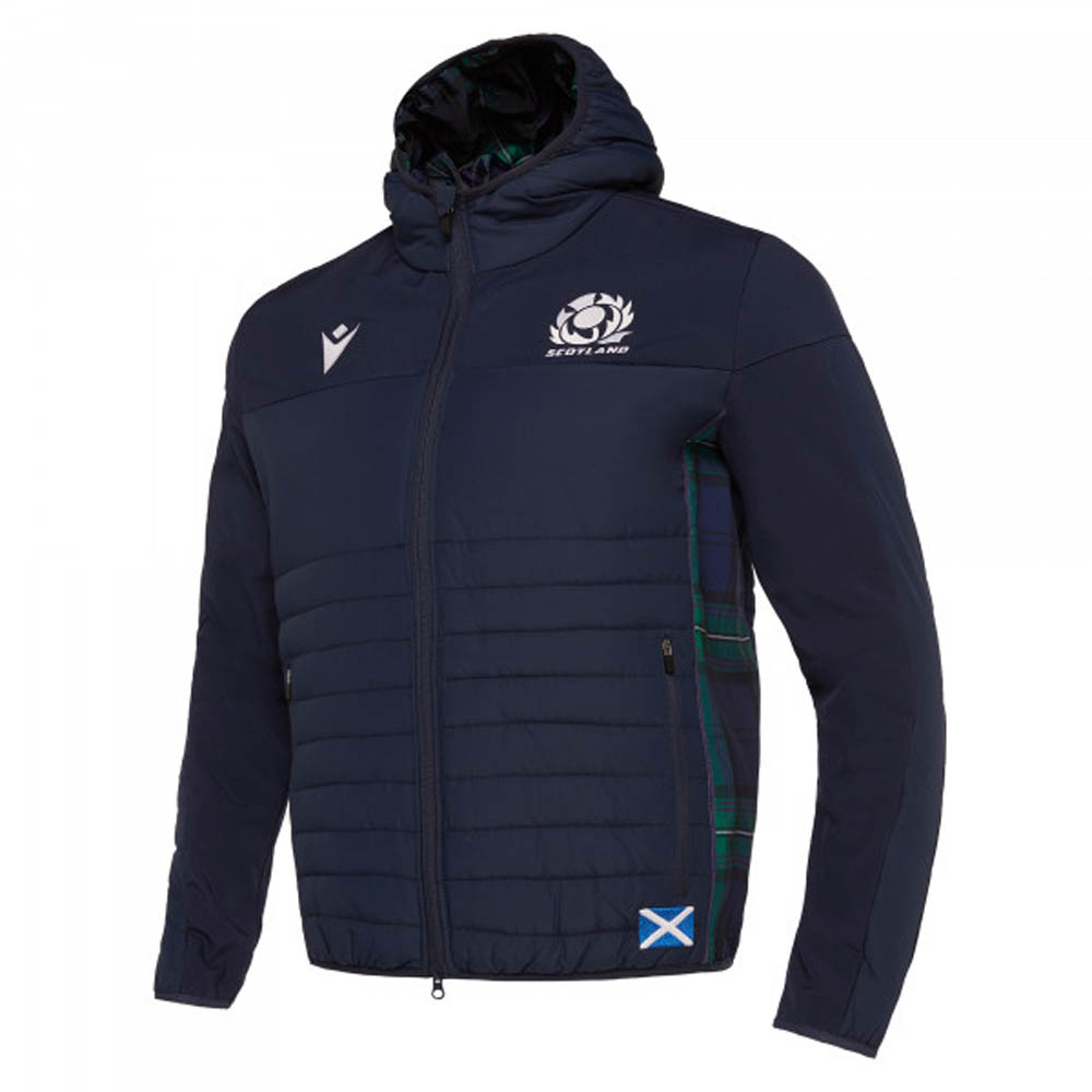 2017 2018 Scotland Macron Rugby Travel Bomber Jacket Navy