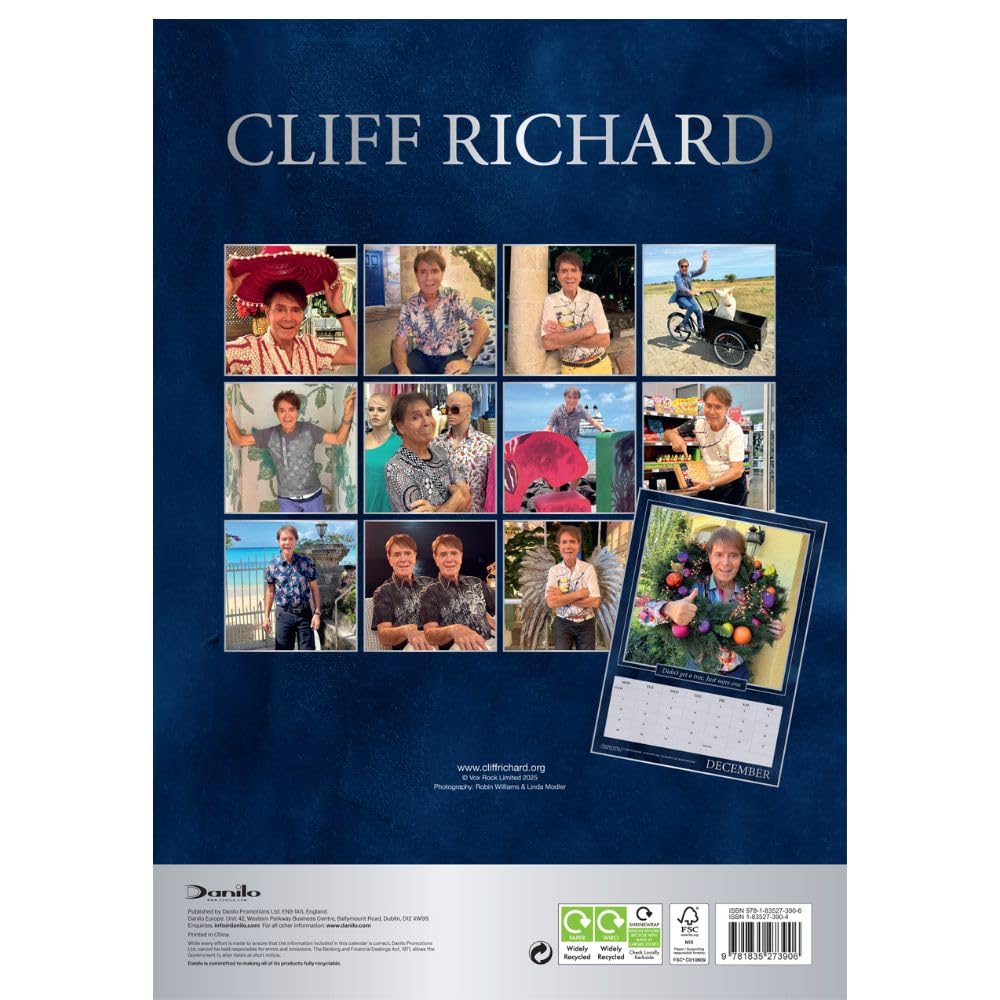 Cliff Richard A3 Calendar 2026 [TM-07054] - Uksoccershop